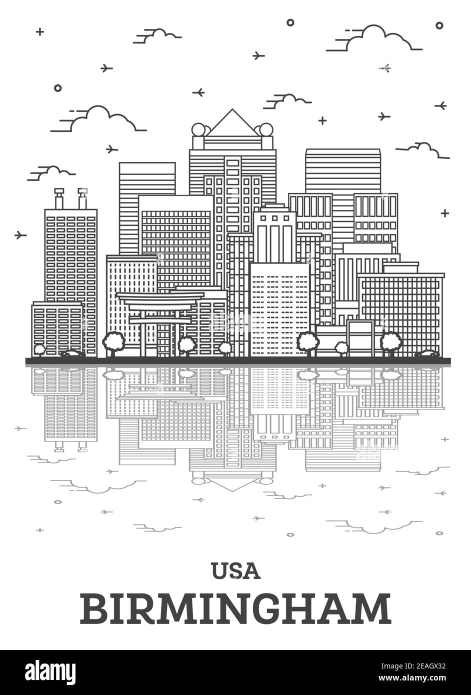 Birmingham city skyline silhouette vector hi-res stock photography and ...