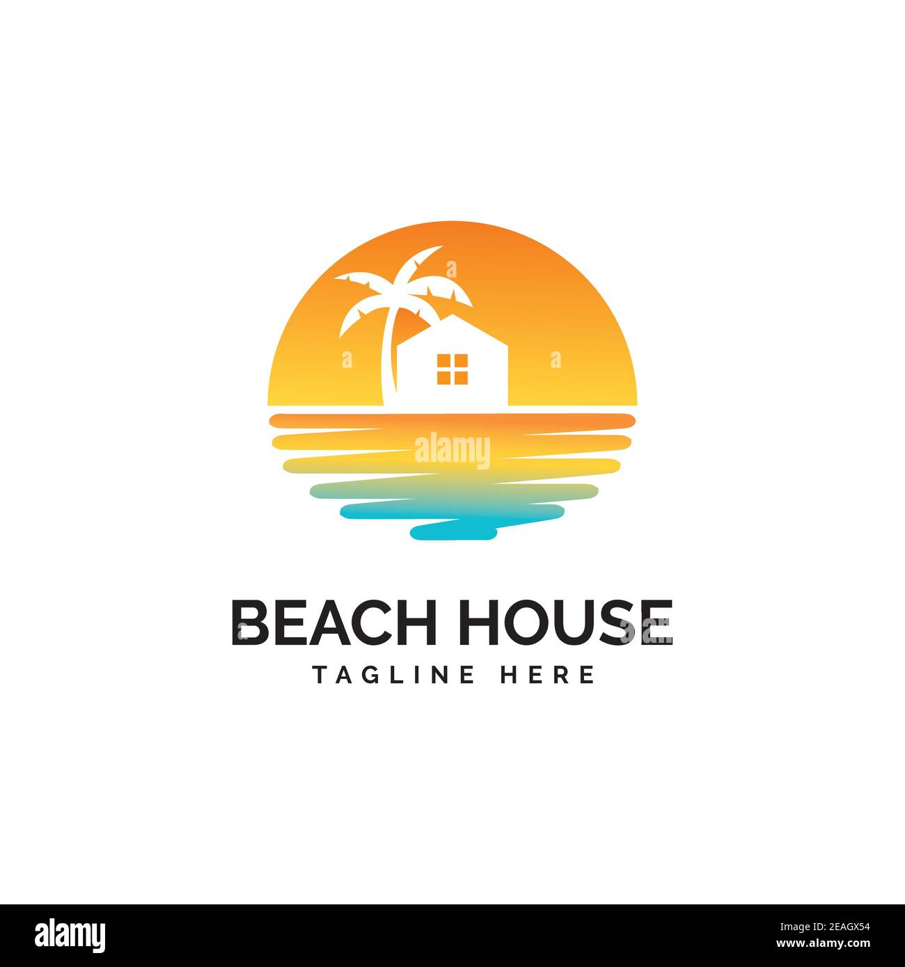 House and beach illustration logo design vector template Stock Vector ...