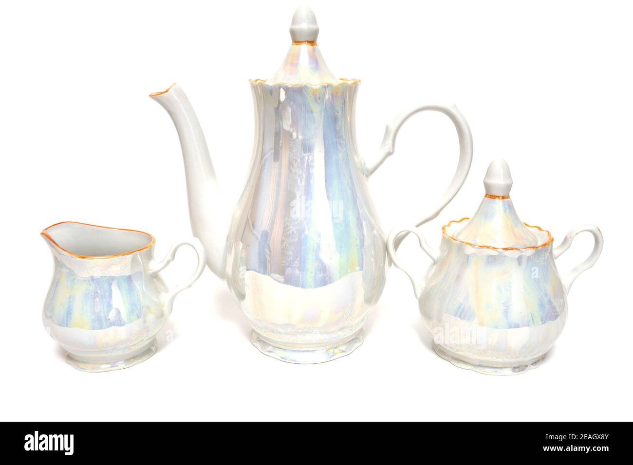 Soviet ceramic kitchen set porcelain isolated on white background Stock ...