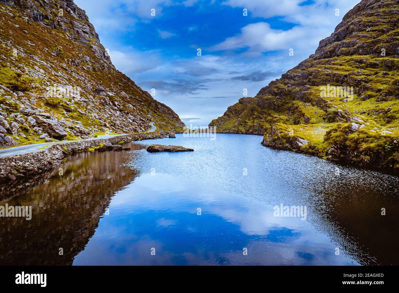 Gap of Dunloe reflection in the water Stock Photo - Alamy