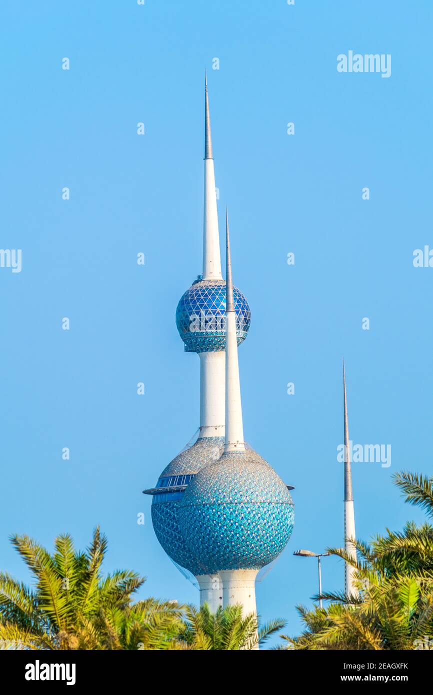 The Kuwait Towers - the best known landmark of Kuwait City Stock Photo ...