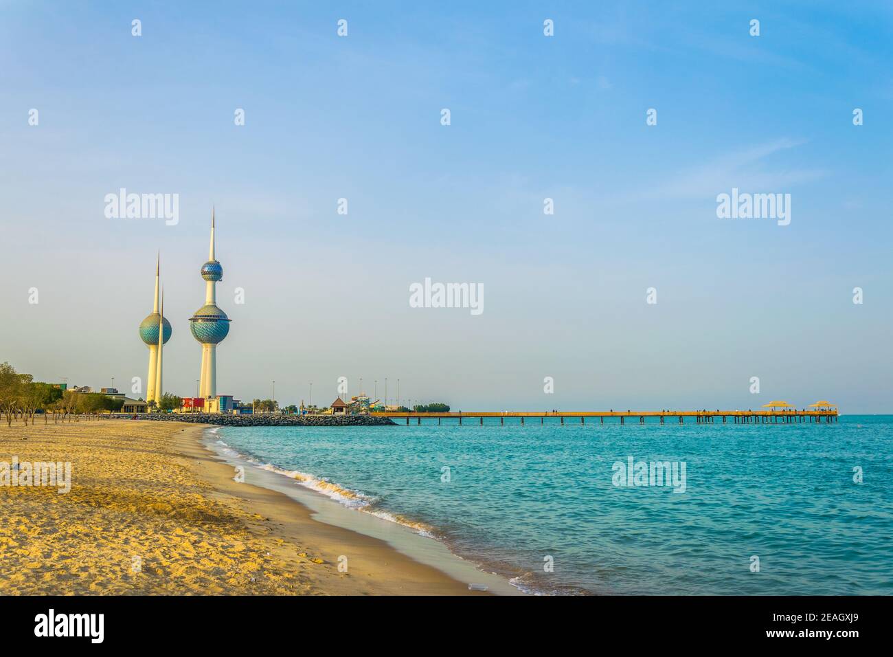 Kuwait towers from the beach hi-res stock photography and images - Alamy