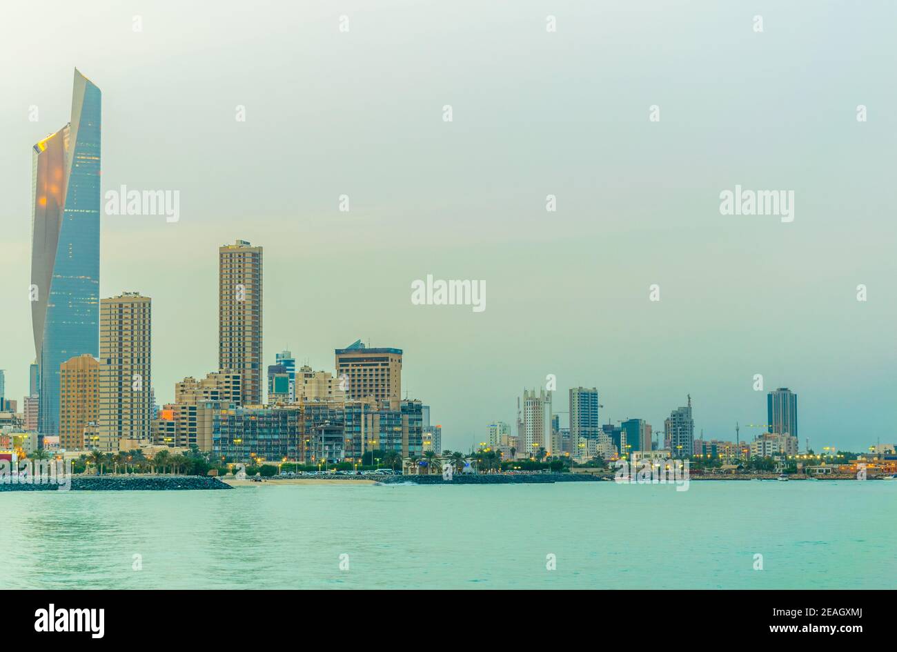 Skyline of Kuwait during sunset Stock Photo - Alamy