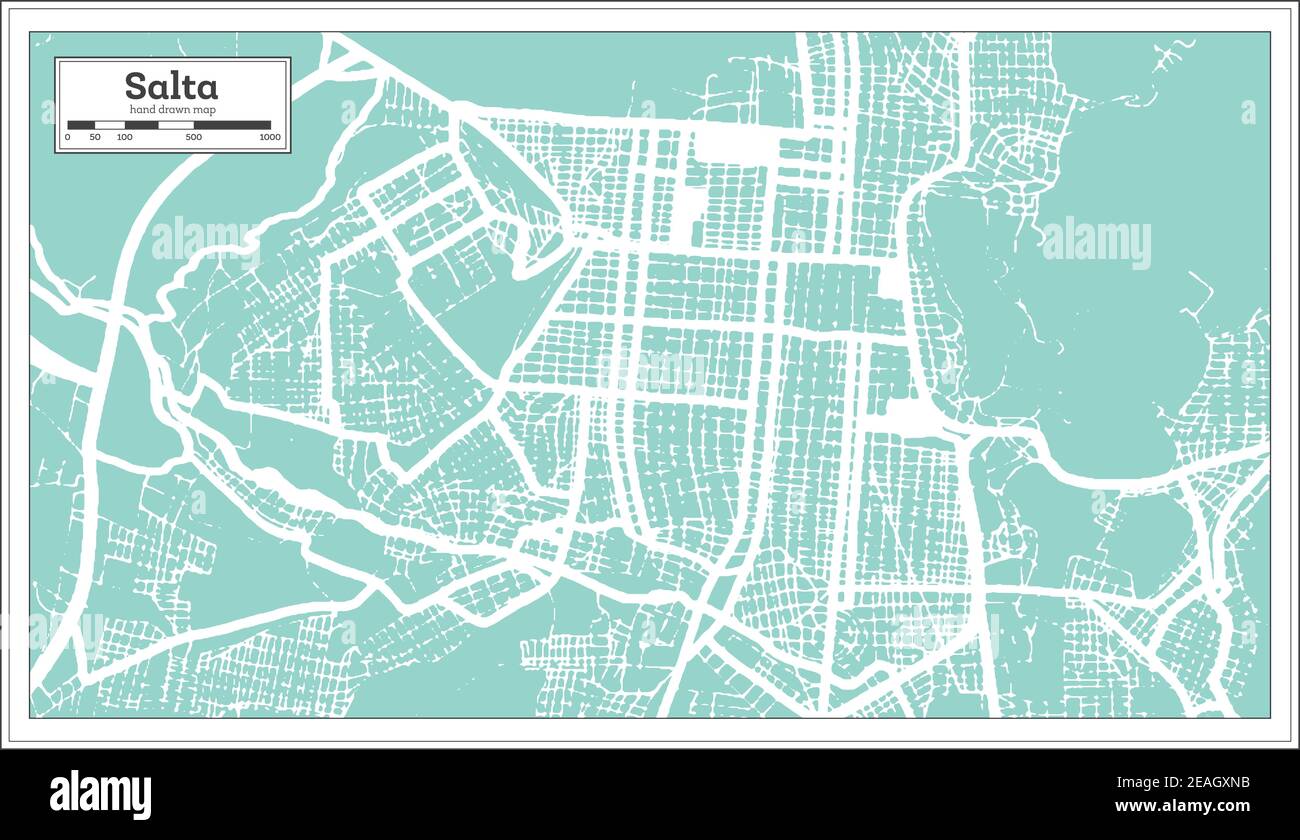 Salta Argentina City Map in Retro Style. Outline Map. Vector ...