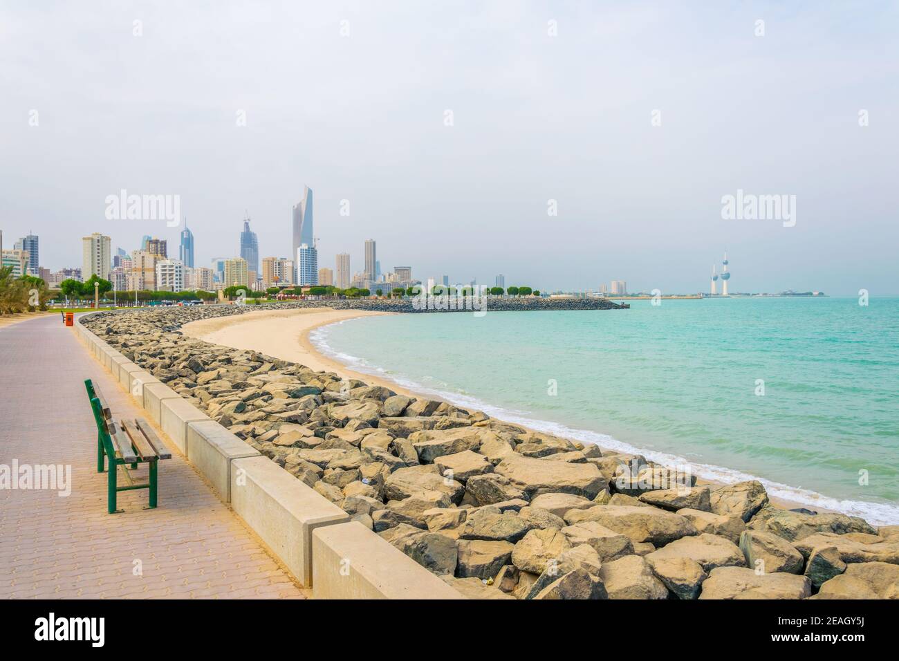 View of the corniche - promenade in Kuwait Stock Photo - Alamy