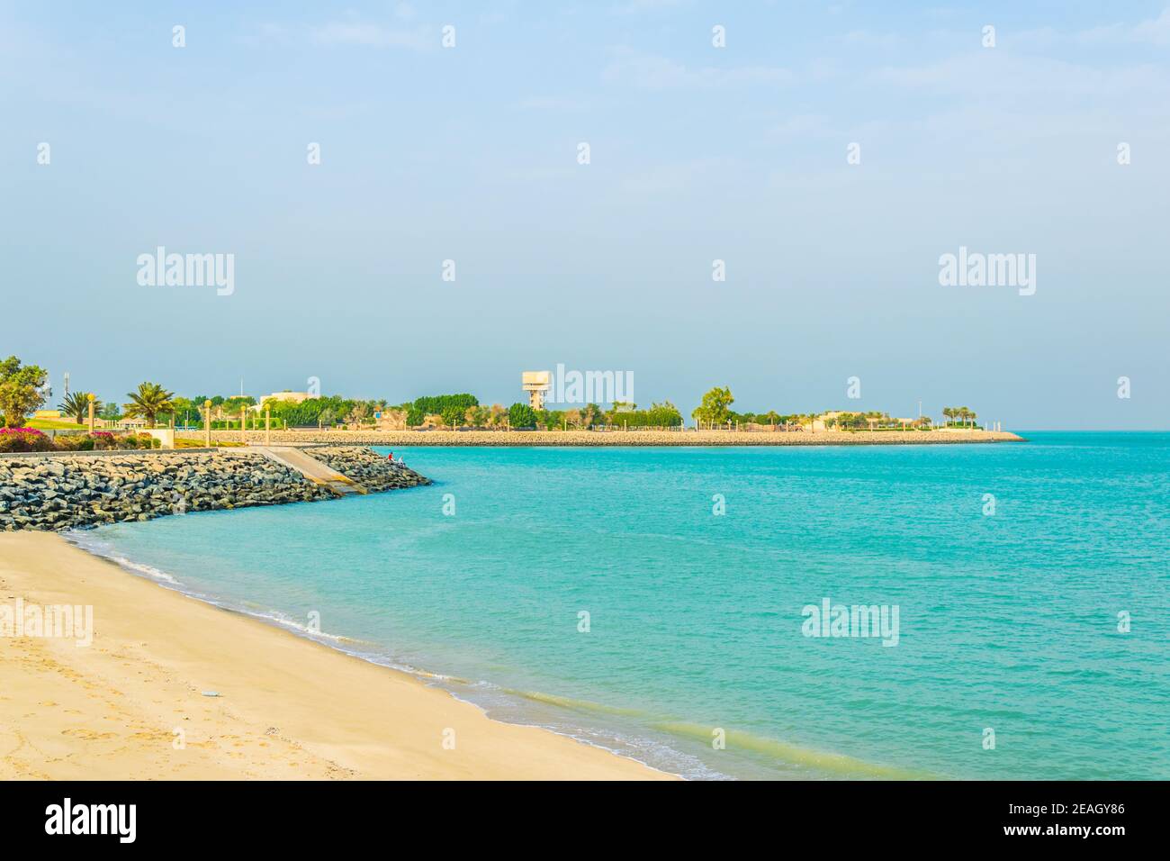 View of the Green island park built on reclaimed land in Kuwait Stock ...