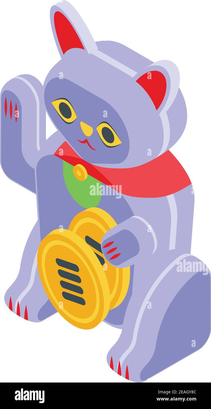 Good luck cat icon. Isometric of good luck cat vector icon for web ...