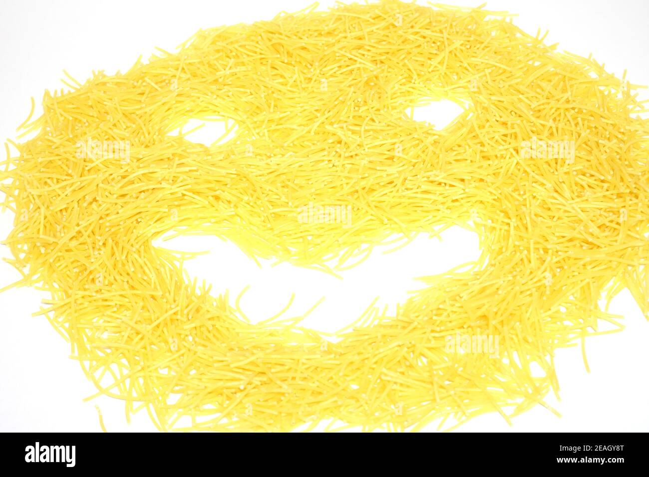 Face smile from heap of vermicelli pasta isolated on white background ...