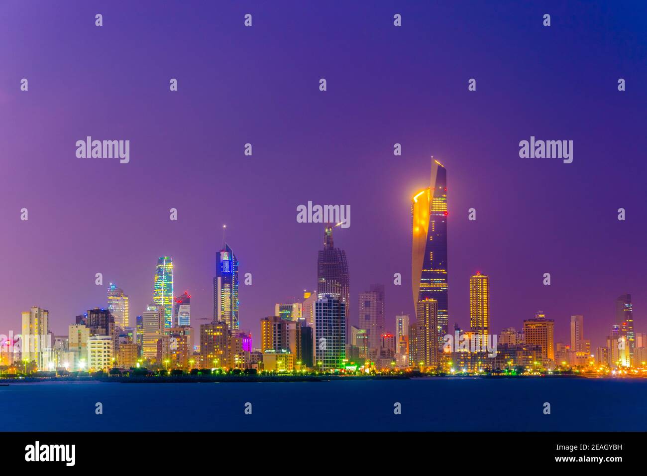 Skyline of Kuwait during night Stock Photo - Alamy