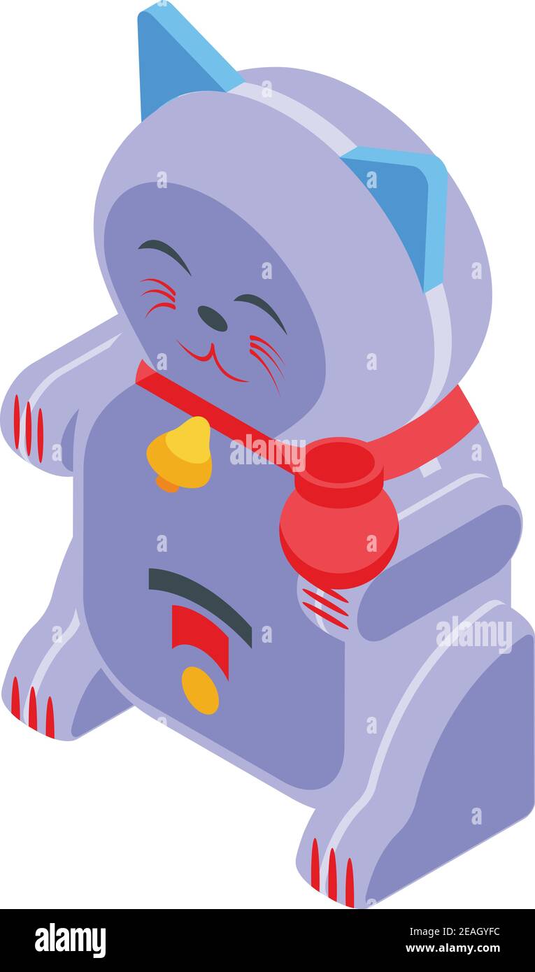 Maneki neko cat icon. Isometric of maneki neko cat vector icon for web ...
