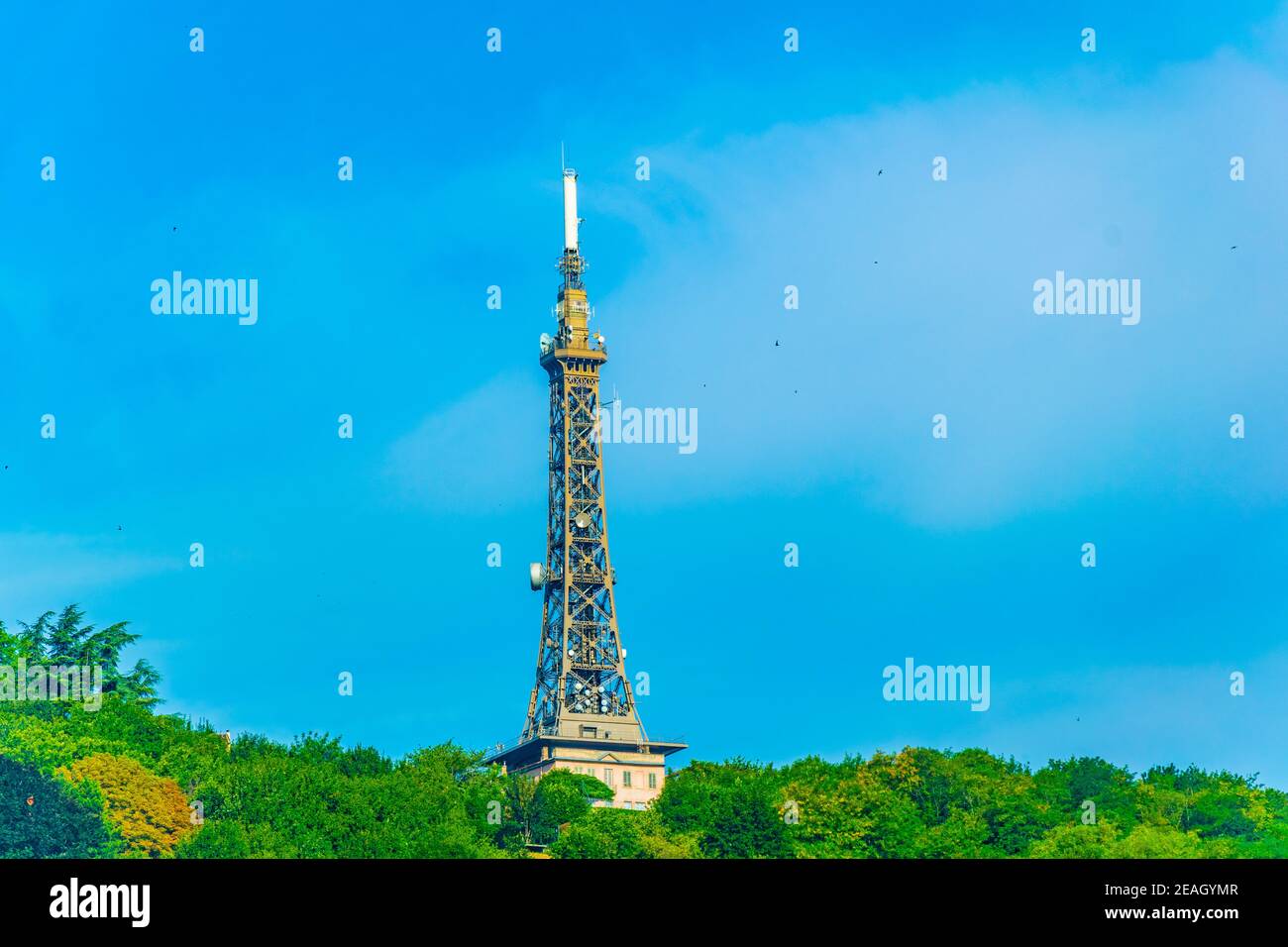 Famous metallic tower at fourviere hill in Lyon, France Stock Photo - Alamy
