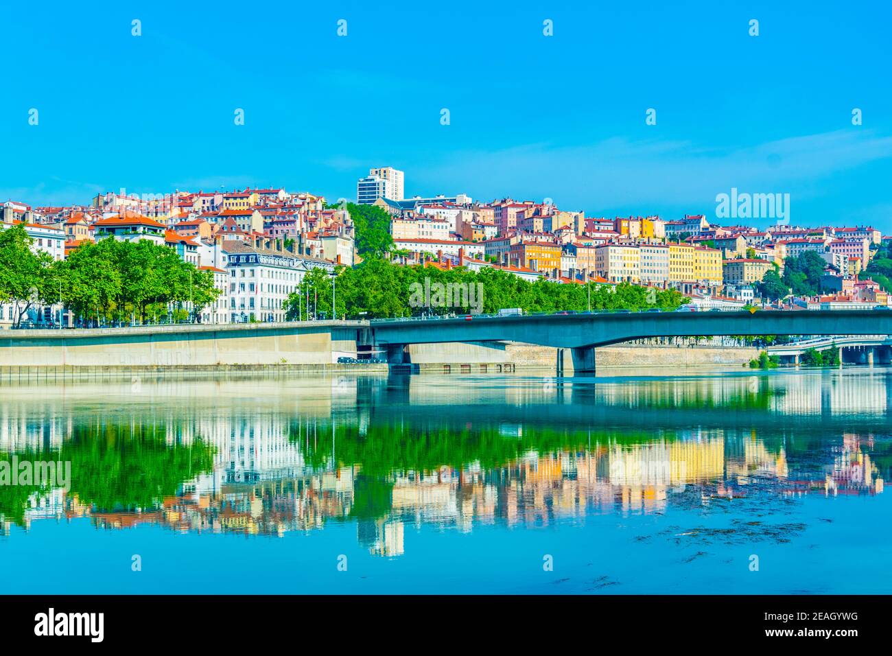 Riverside of Rhone river in Lyon, France Stock Photo - Alamy