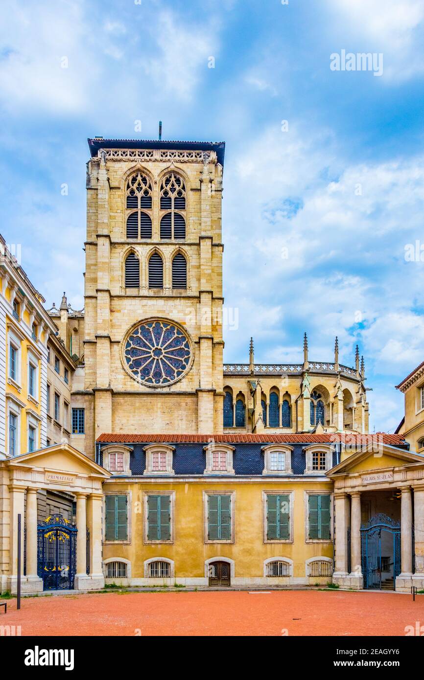Cathedral of saint jean baptist in the historical center of Lyon ...