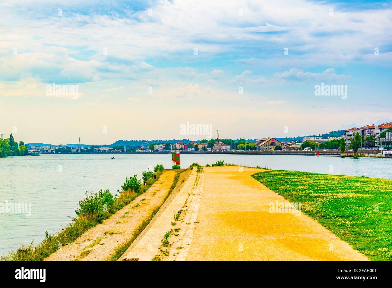 Confluence of Saone and Rhone rivers in Lyon, France Stock Photo - Alamy