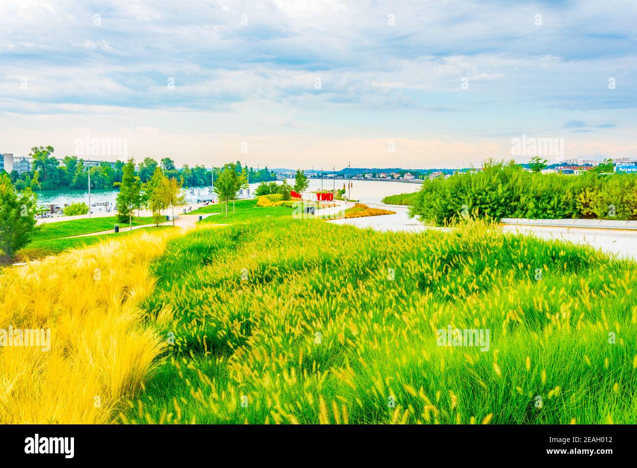 Confluence of Saone and Rhone rivers in Lyon, France Stock Photo - Alamy