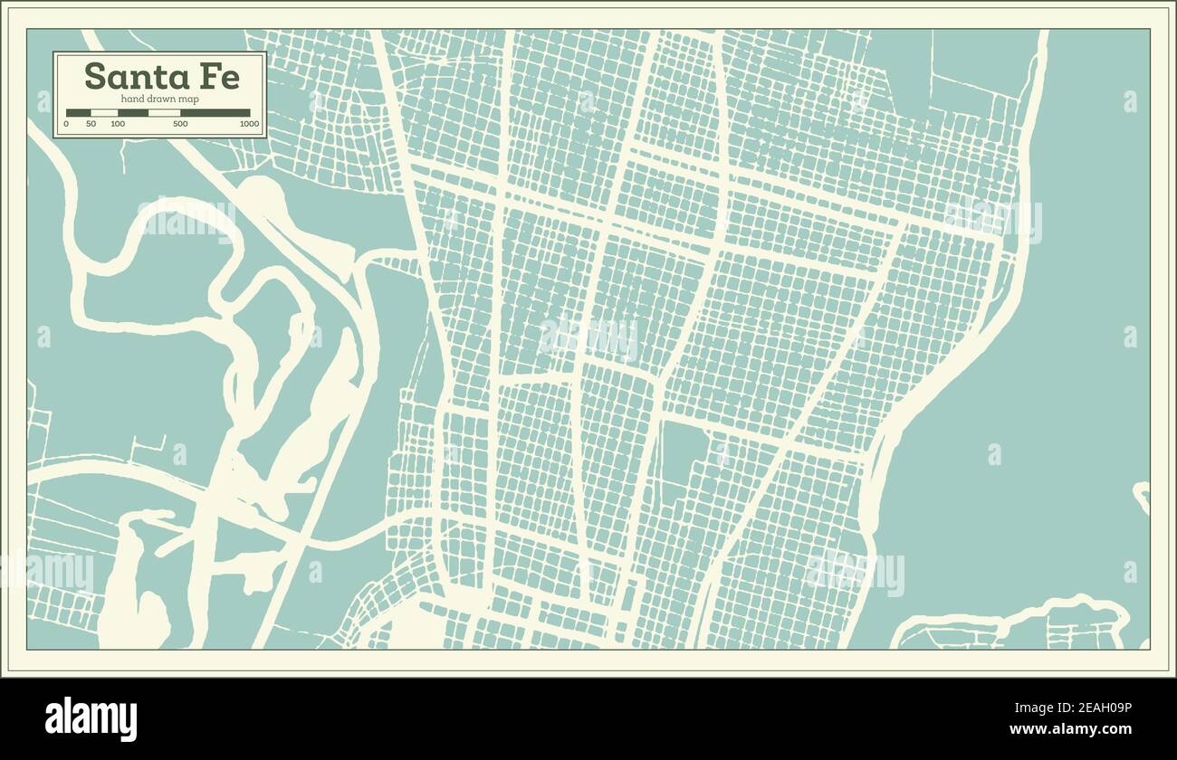 Santa Fe Argentina City Map in Retro Style. Outline Map. Vector ...