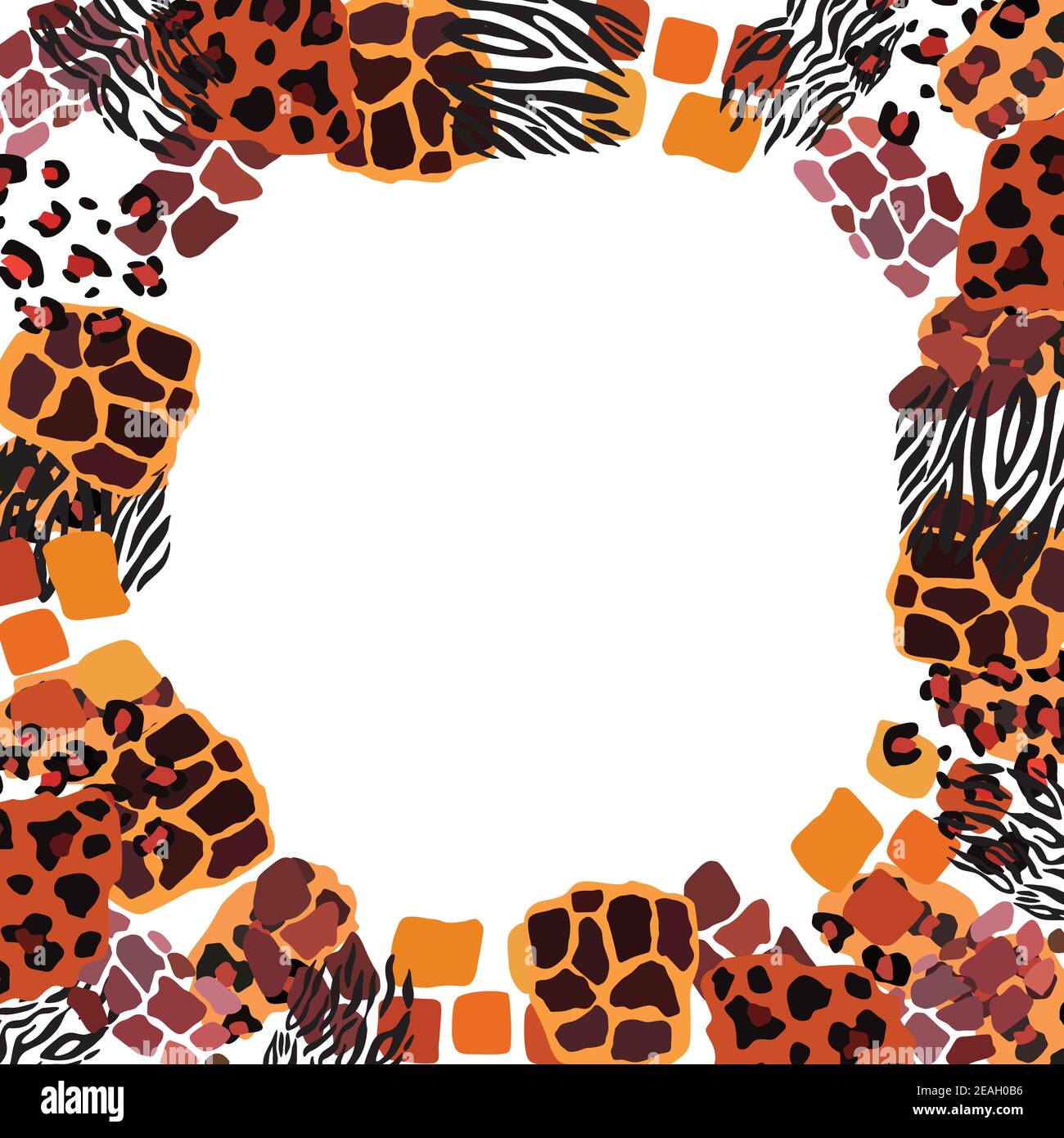 Animal vector frame. Abstract border on white background Stock Vector ...