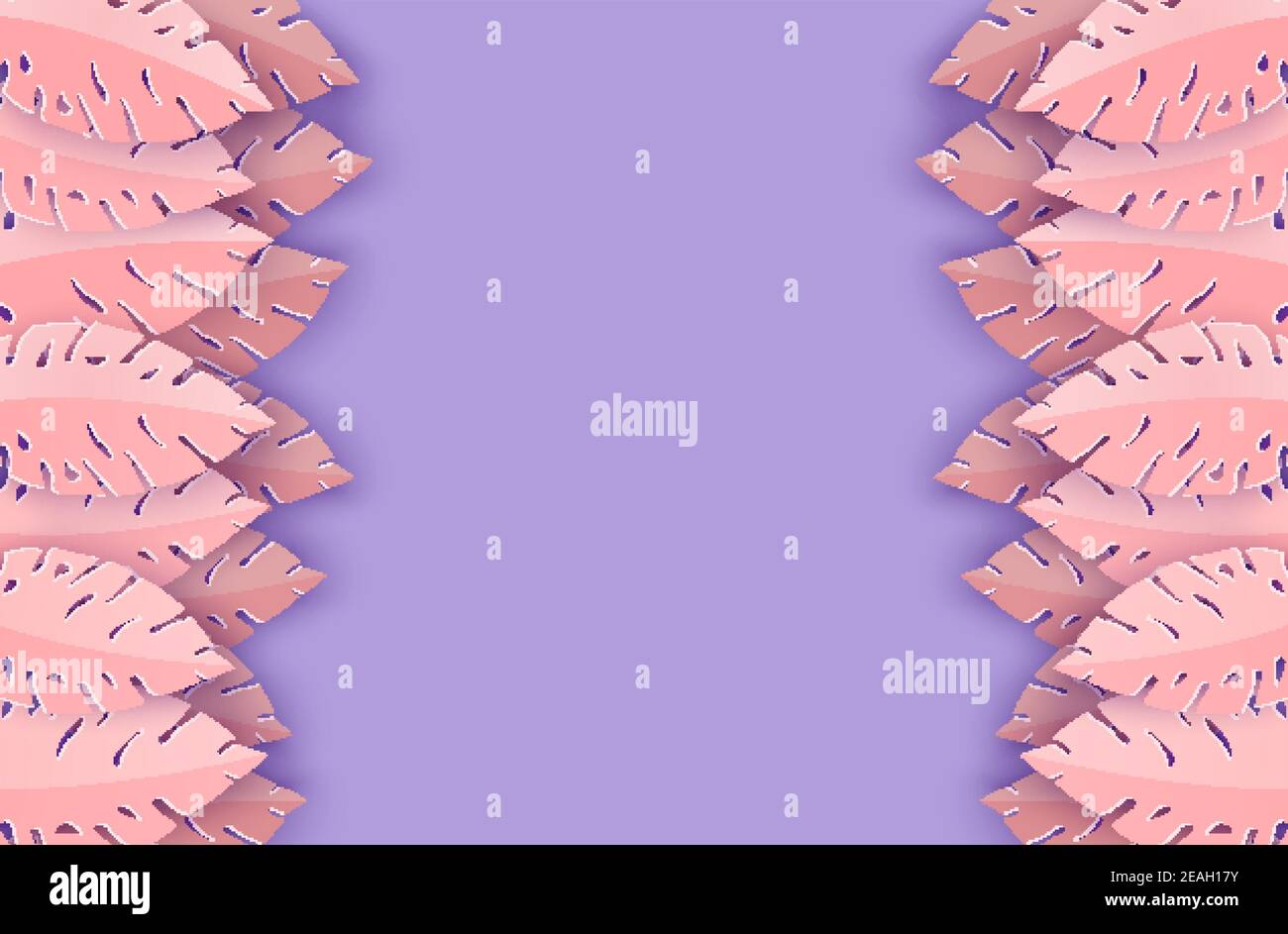 Abstract paper cut pink leaves vertical border for banner design, party ...