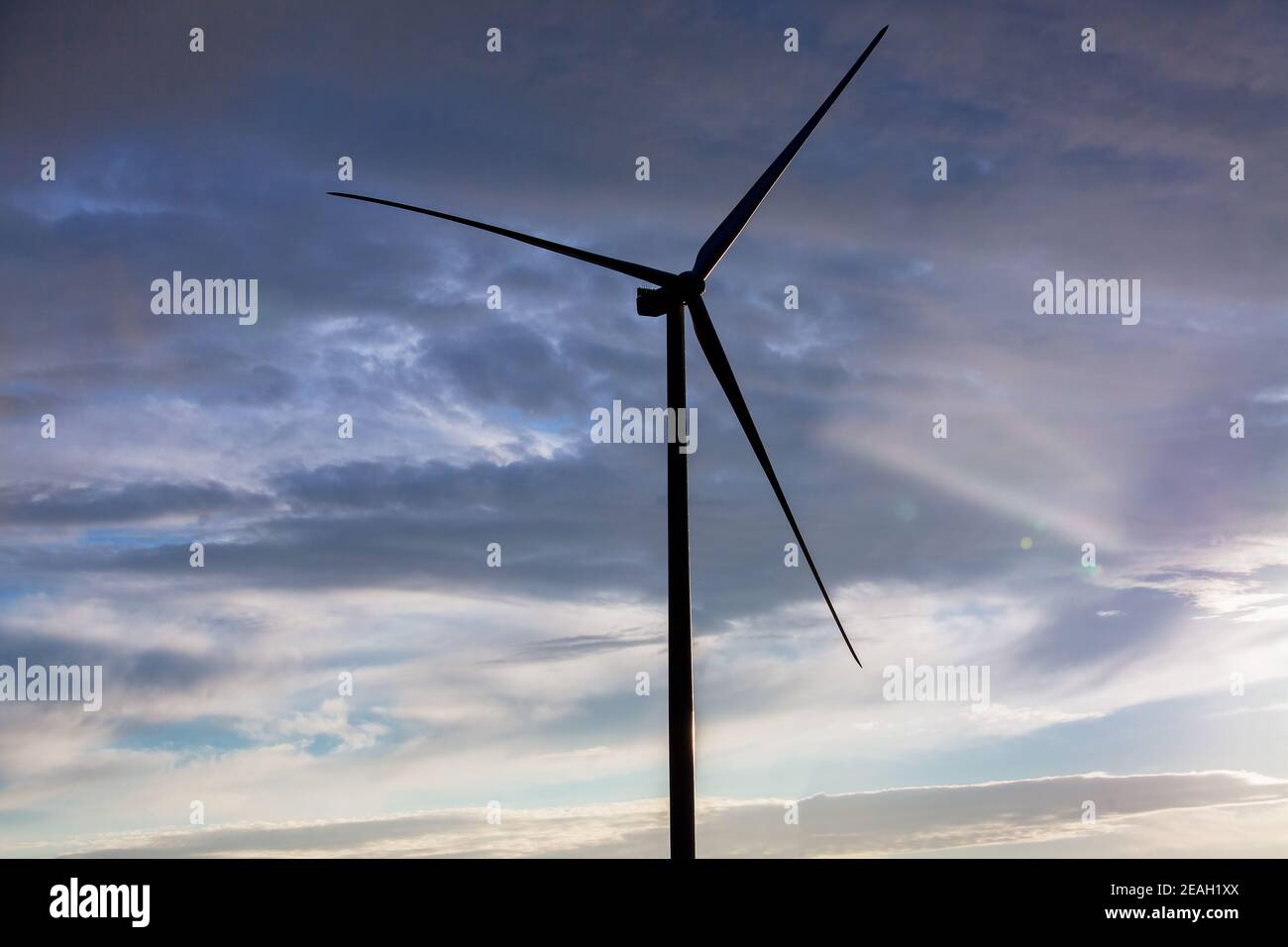 silhouette wind turbine offshore windmill made of iron with blades side ...