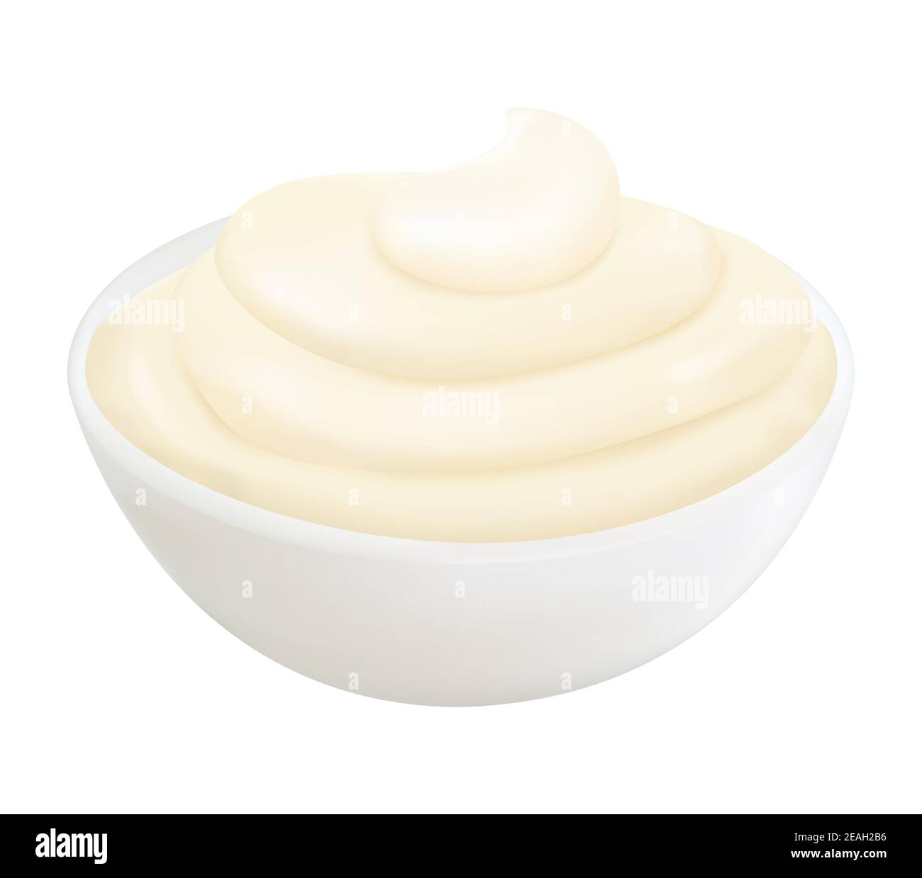 Realistic 3d mayonnaise in small round bowl. Creamy sauce isolated on ...