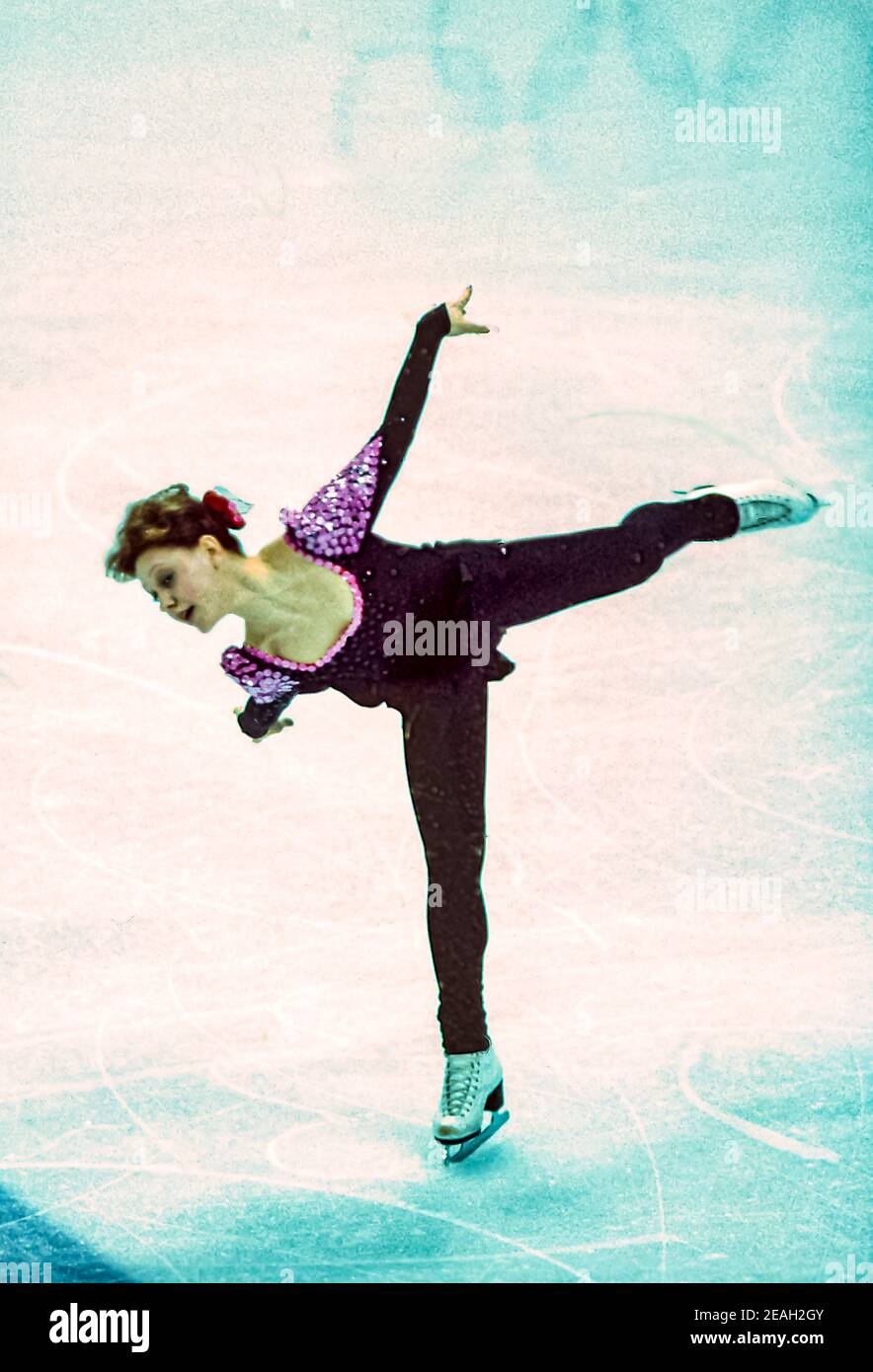 Kira Ivanova (URS) competing in the Ladies Figure Skating Free Skate at the 1988 Olympic Winter ...