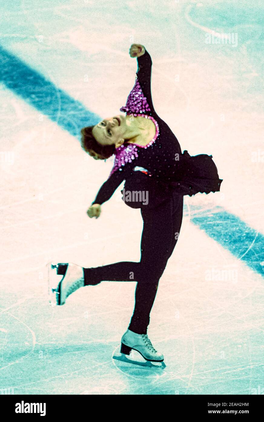 Kira Ivanova (URS) competing in the Ladies Figure Skating Free Skate at the 1988 Olympic Winter ...