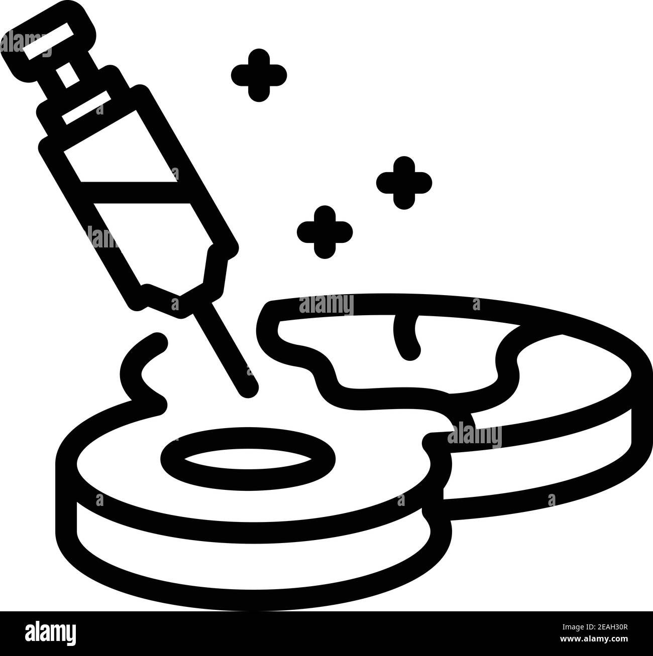 Syringe and food icon. Outline syringe and food vector icon for web ...