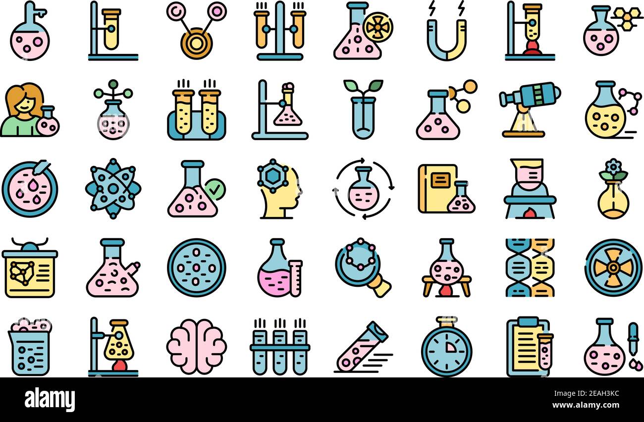 Research scientist icons set. Outline set of research scientist vector ...