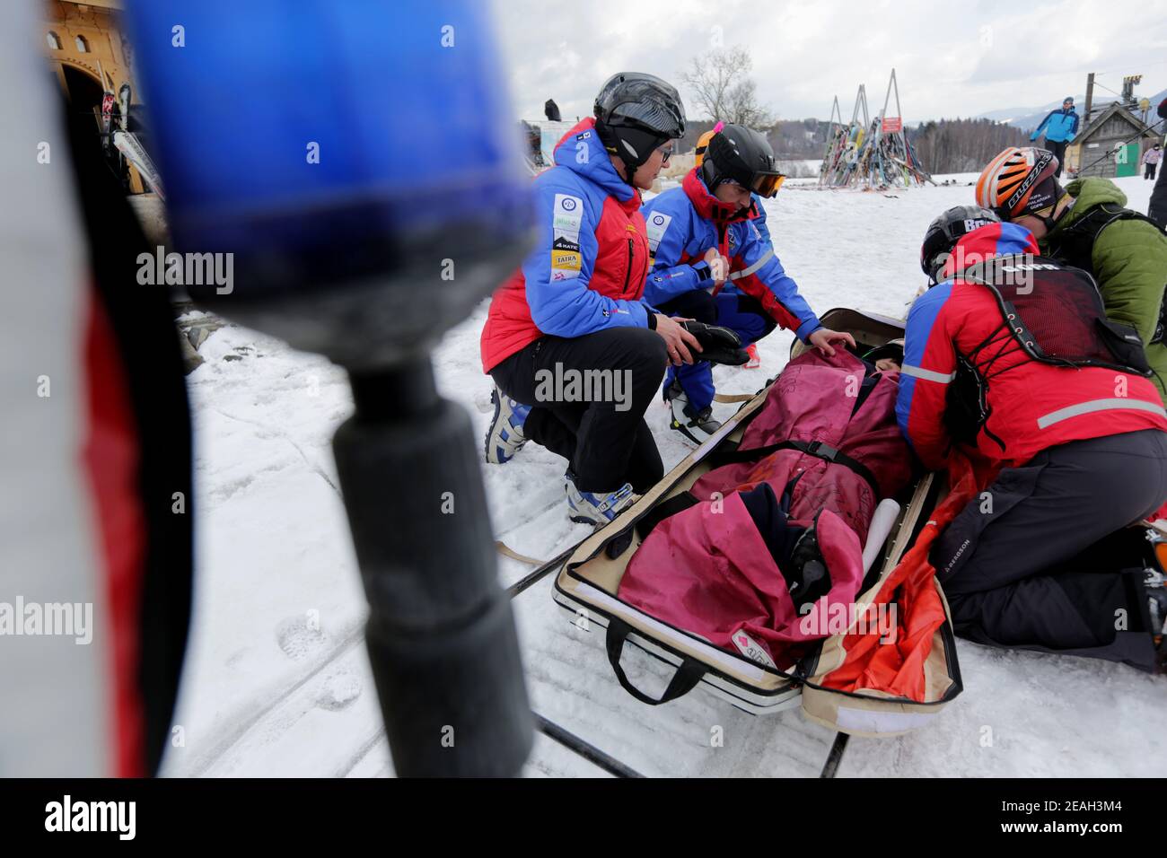 KLUSZKOWCE, POLAND - FEBRUARY 26, 2017: Mountain rescuer in Mountains ...