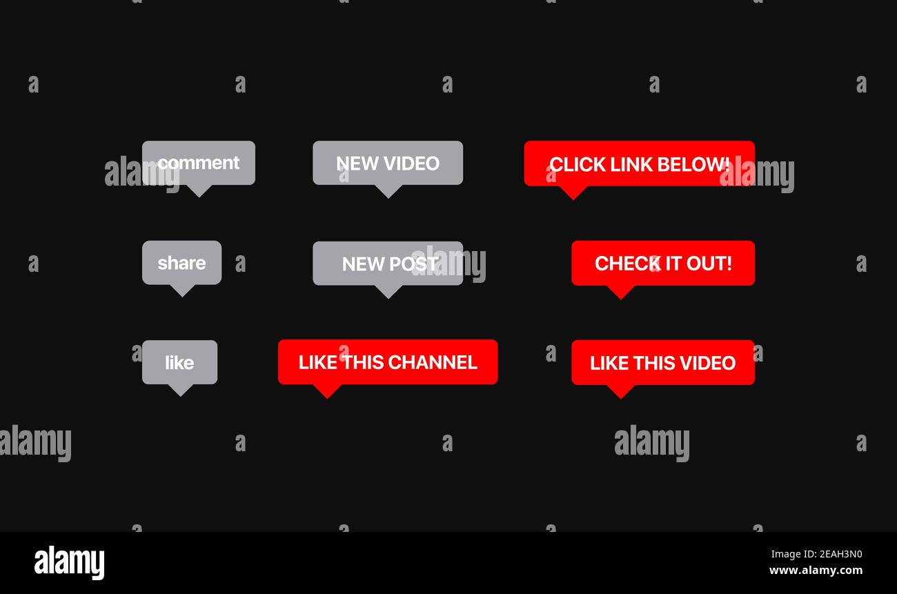 Social Media Message Notification. Red and Grey Flat Buttons. Vector Illustration On Black ...
