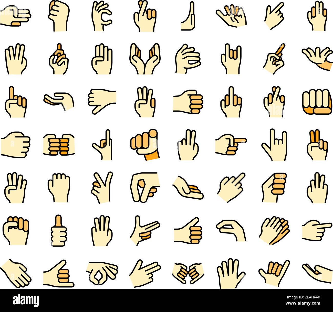Hand gestures icons set. Outline set of hand gestures vector icons thin ... Hand gestures icons set. Outline set of hand gestures vector icons thin ...