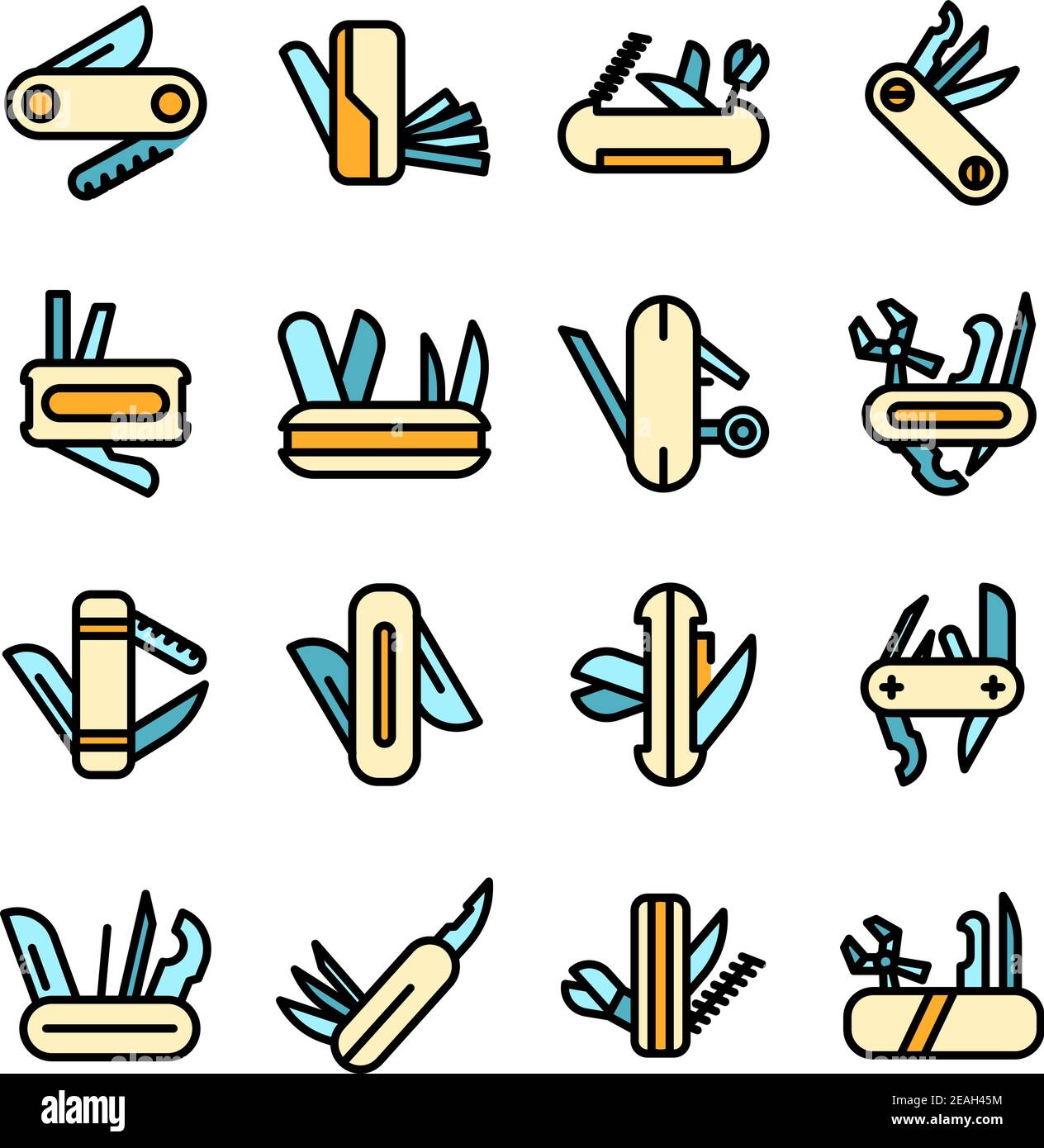 Multitool icons set. Outline set of multitool vector icons thin line ...