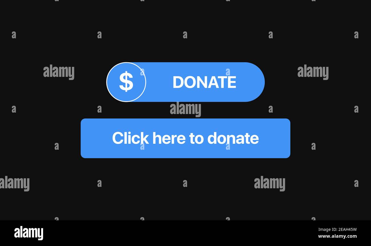 Blue donation buttons. Support channel. Social Media elements for video ...