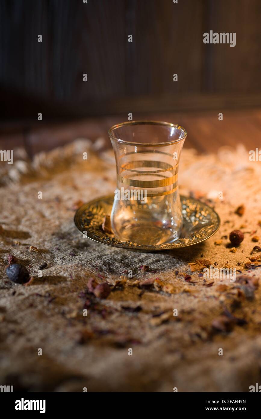 Turkish tea, with spices, delicious with fruits Stock Photo - Alamy