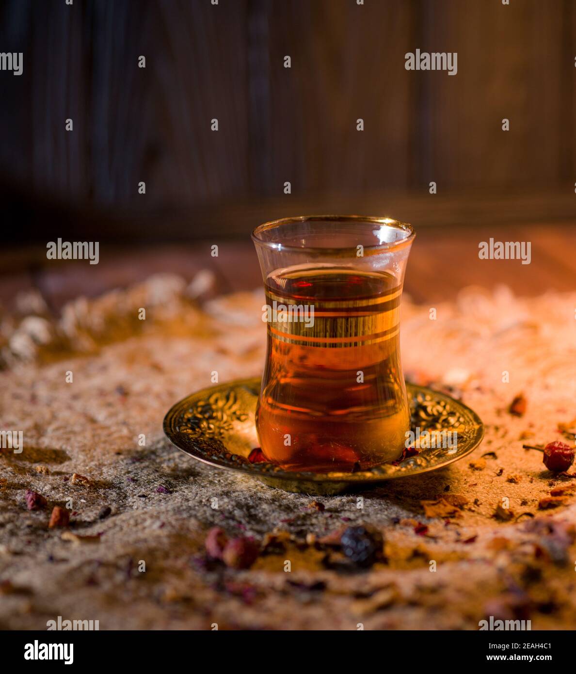 Turkish tea, with spices, delicious with fruits Stock Photo - Alamy