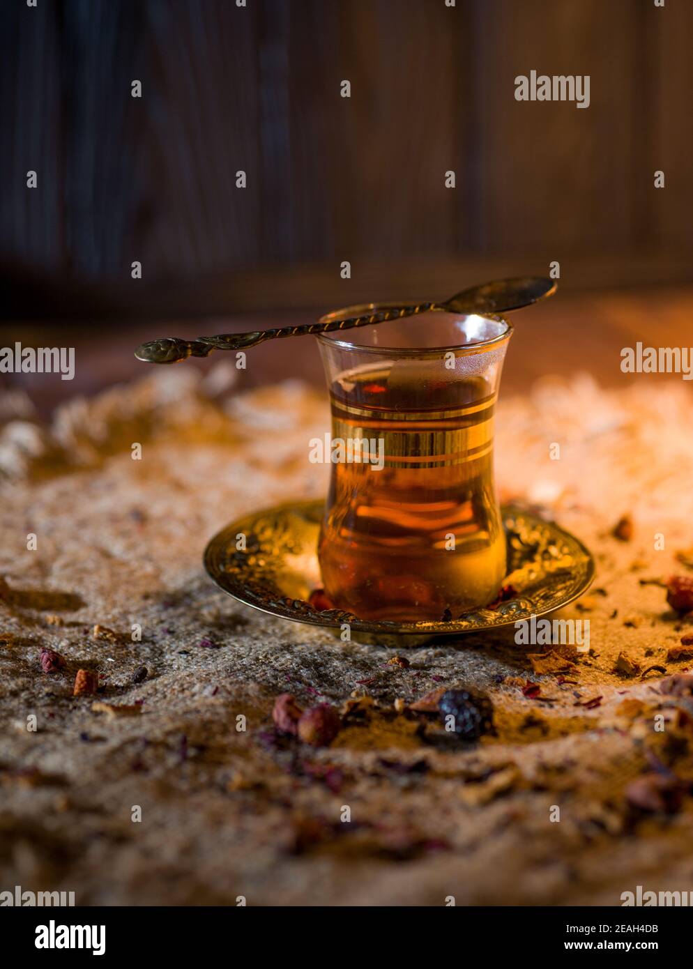 Turkish tea, with spices, delicious with fruits Stock Photo - Alamy