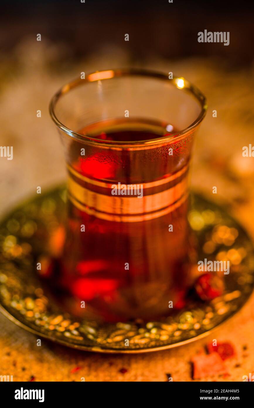 Turkish tea, with spices, delicious with fruits Stock Photo - Alamy