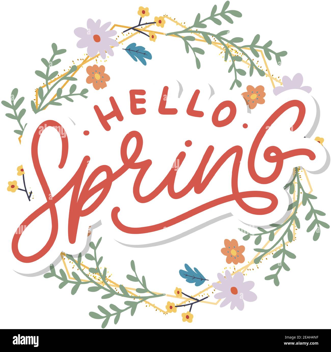 Hello Spring Flowers Text Background Stock Vector Image & Art - Alamy