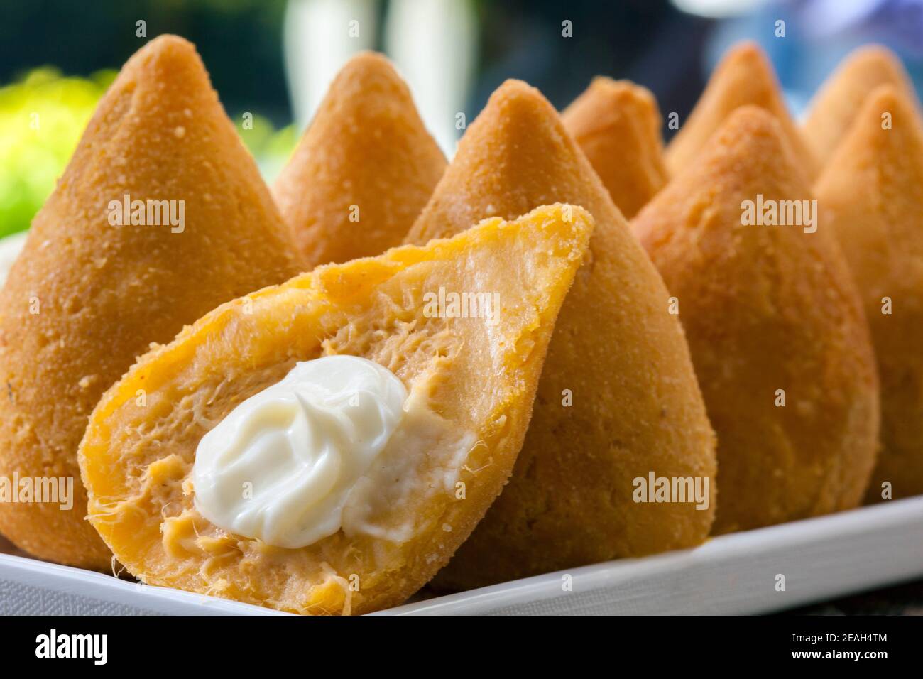 Coxinha of chicken, Brazilian snack and catupiry Stock Photo - Alamy