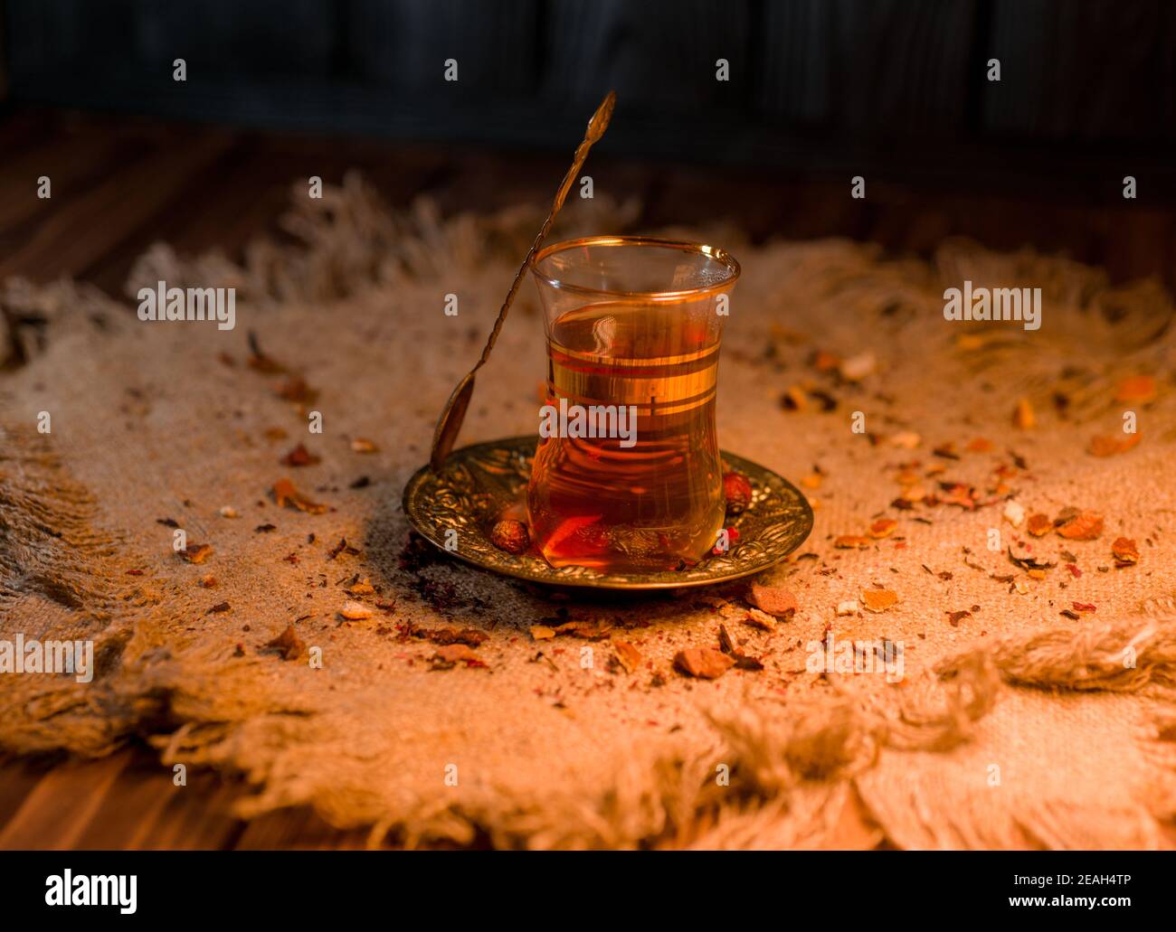 Turkish tea, with spices, delicious with fruits Stock Photo - Alamy