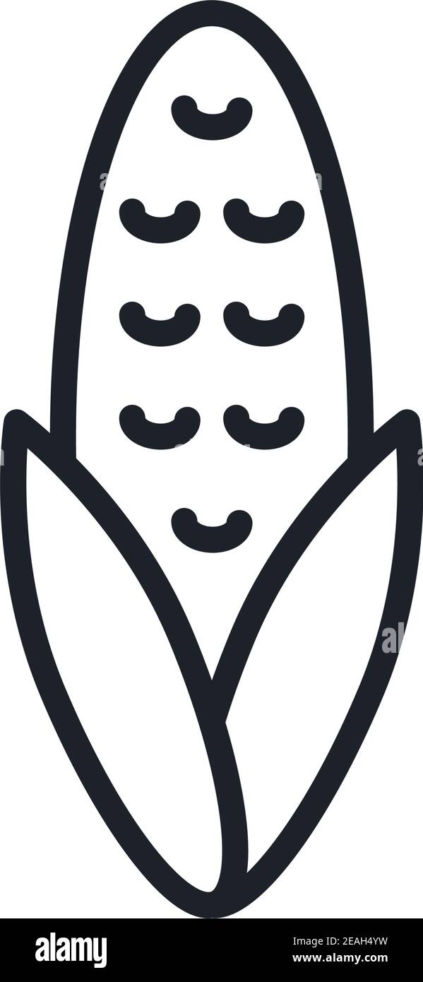 Corn Icon Vector Linear Icon Contour Shape Outline Isolated On A White Background Thin Line