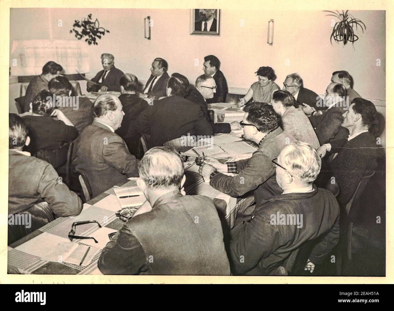 FRAUREUTH, EAST GERMANY - MAY 6, 1965: The retro photo shows company ...