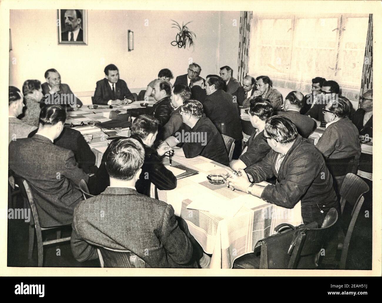 FRAUREUTH, EAST GERMANY - MAY 6, 1965: The retro photo shows company ...
