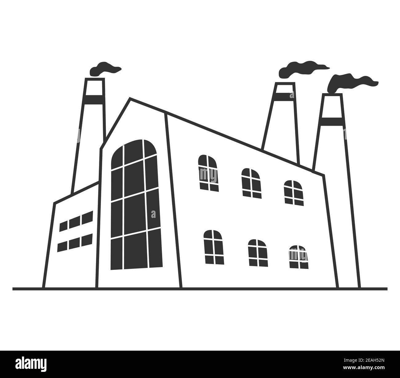 Vector cartoon style.Outline vector illustration.Industrial building ...