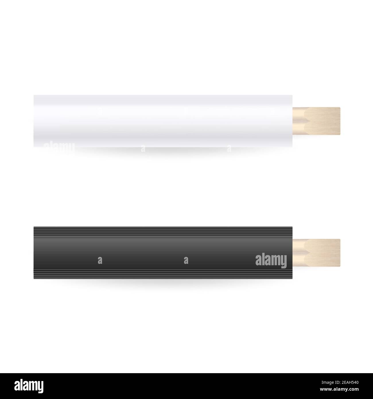 Two Vector 3d Realistic Packaging of Wooden Chopsticks. White and Black ...