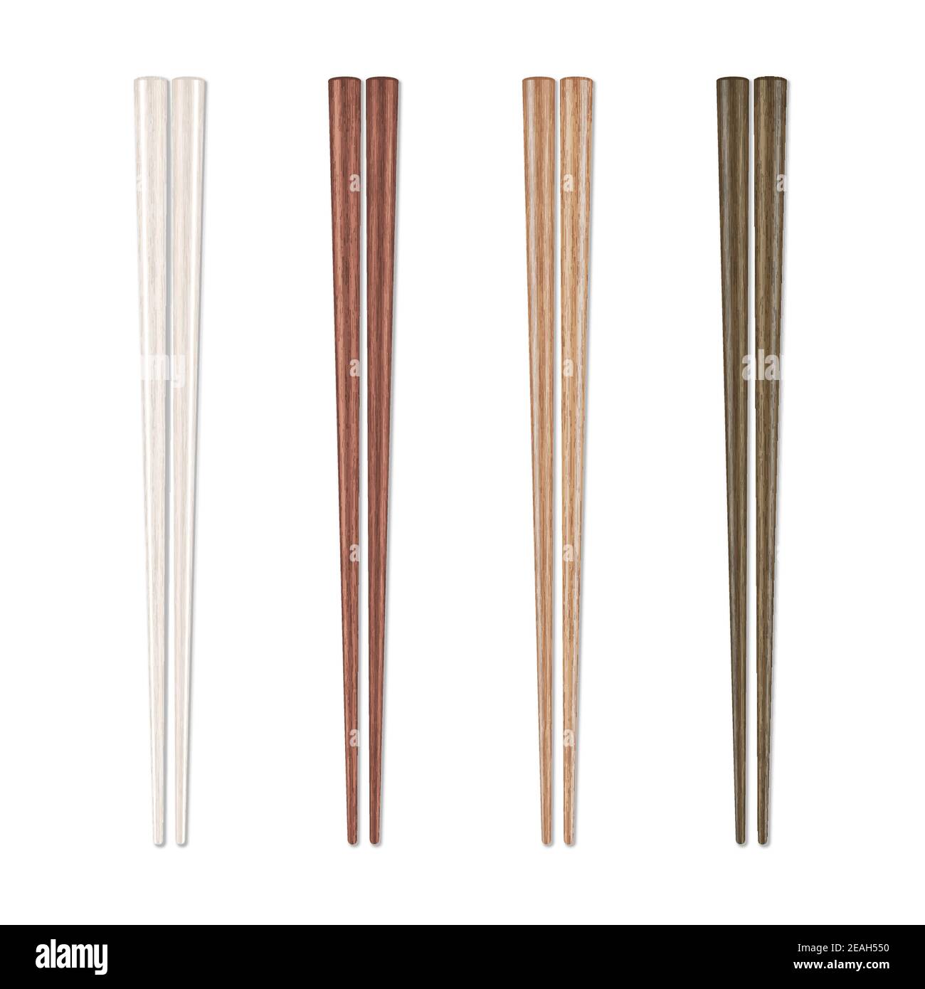 Vector 3d Realistic Wooden Chopsticks Set Closeup Isolated on White ...