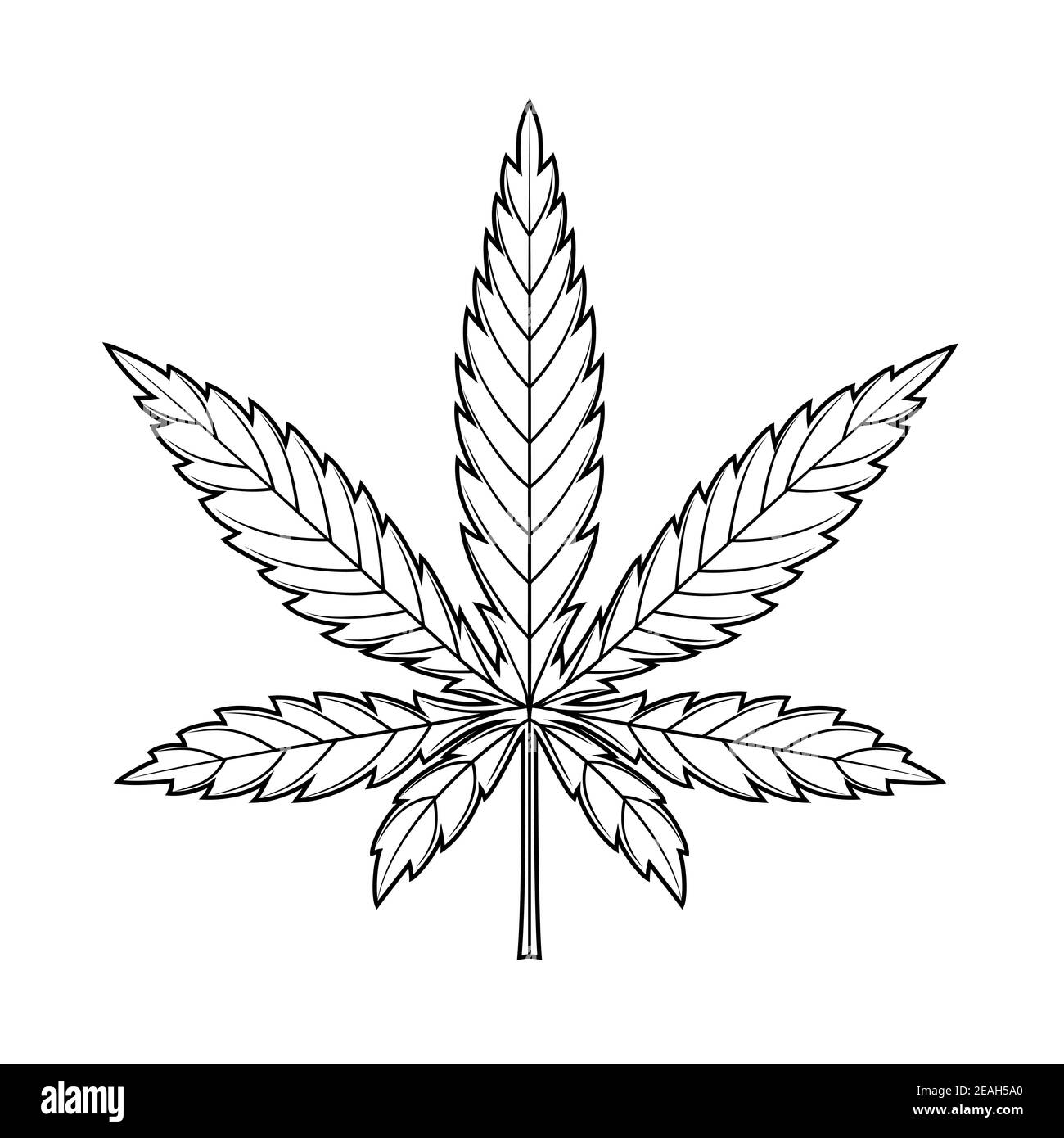 Leaf marijuana black line Cut Out Stock Images & Pictures - Alamy