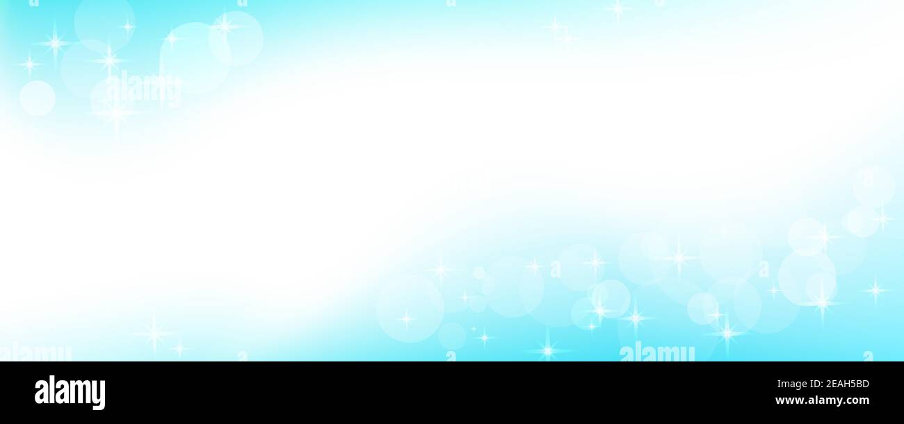 Winter banner template, pattern of bokeh, sparkles, stars. Light blue ...