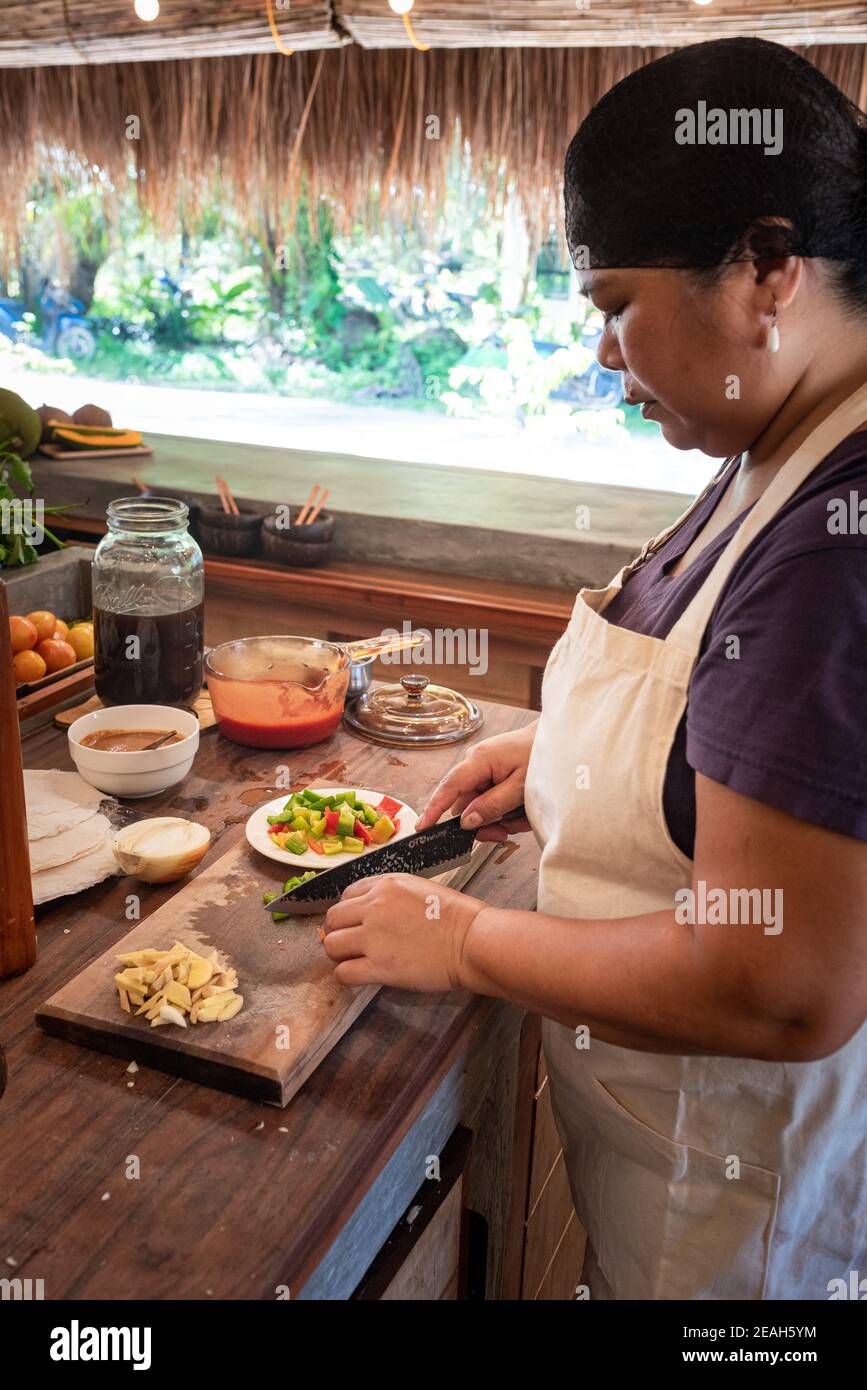 Face Mask Two Asian Female Cooks on Duty Chopping Vegetables Bright ...