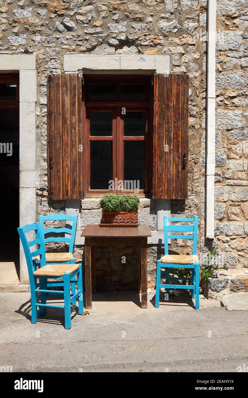 Typical, traditional Greek restaurant on Crete island in Greece Stock ...